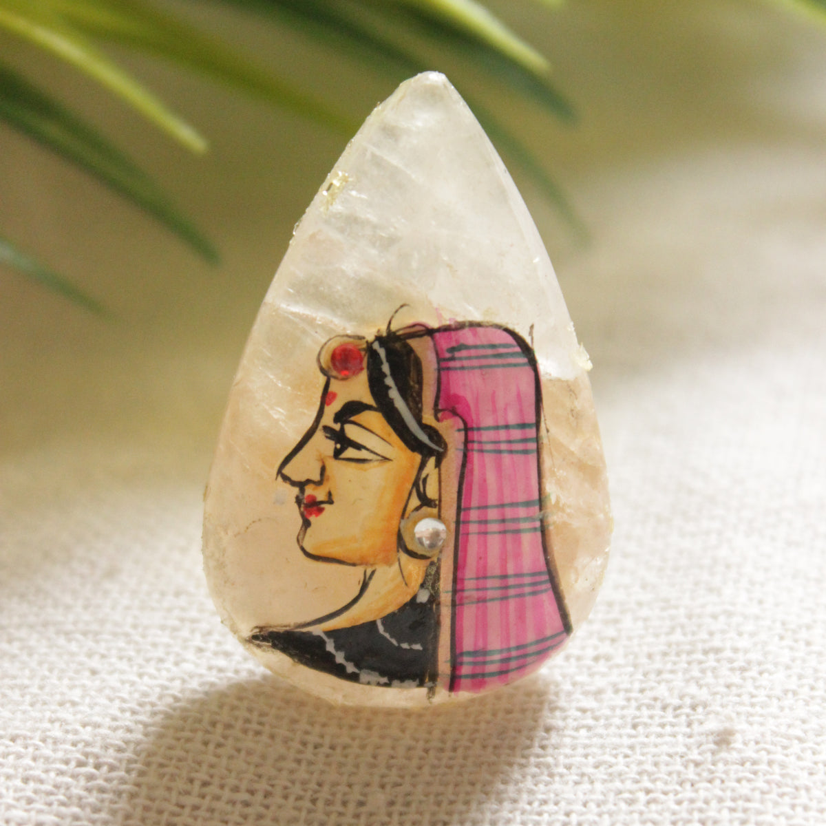Hand Painted Woman Tear Drop Shape Statement Adjustable Marble Ring – A ...
